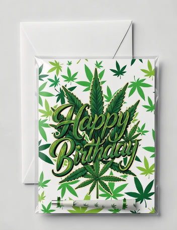 Green Birthday Card with One-Hitter Attachment | Reefer Cards UK